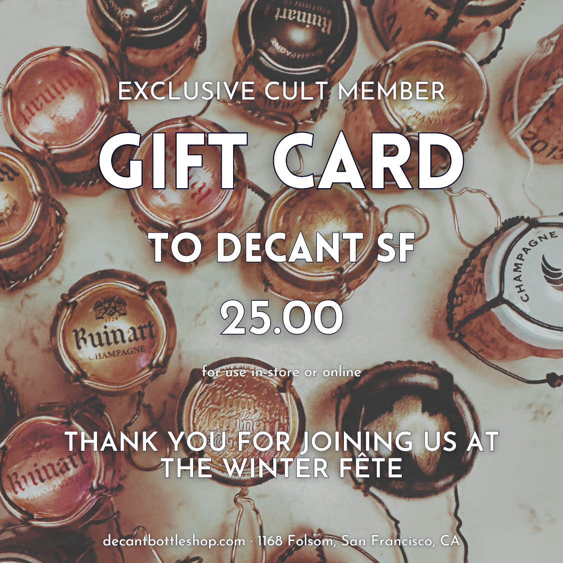 DECANT SF - Cult Member Exclusive Gift Card $25 – DECANTsf